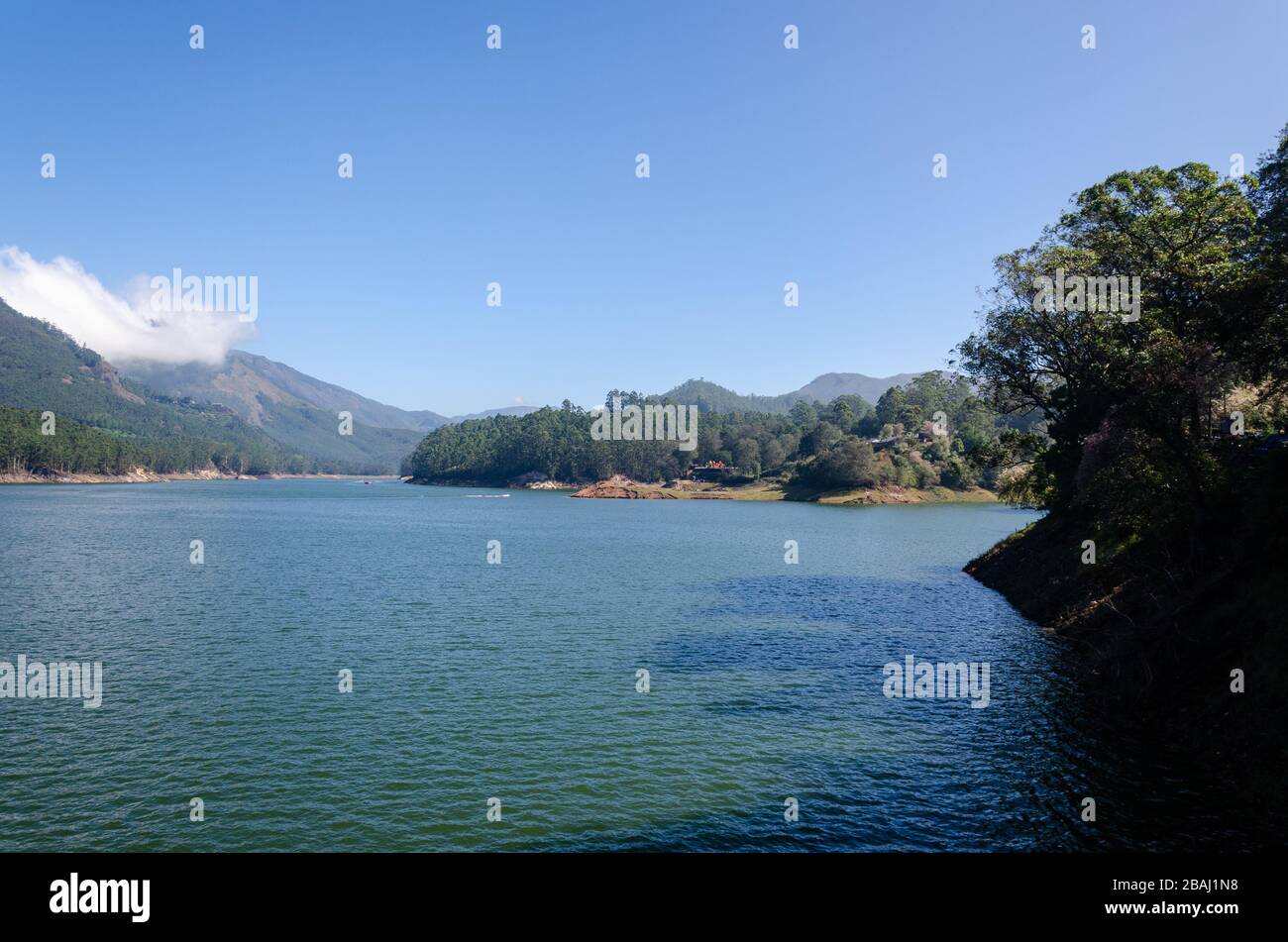 Beautiful view of the Mattupetty Lake near Mattupetty Dam on the way to ...