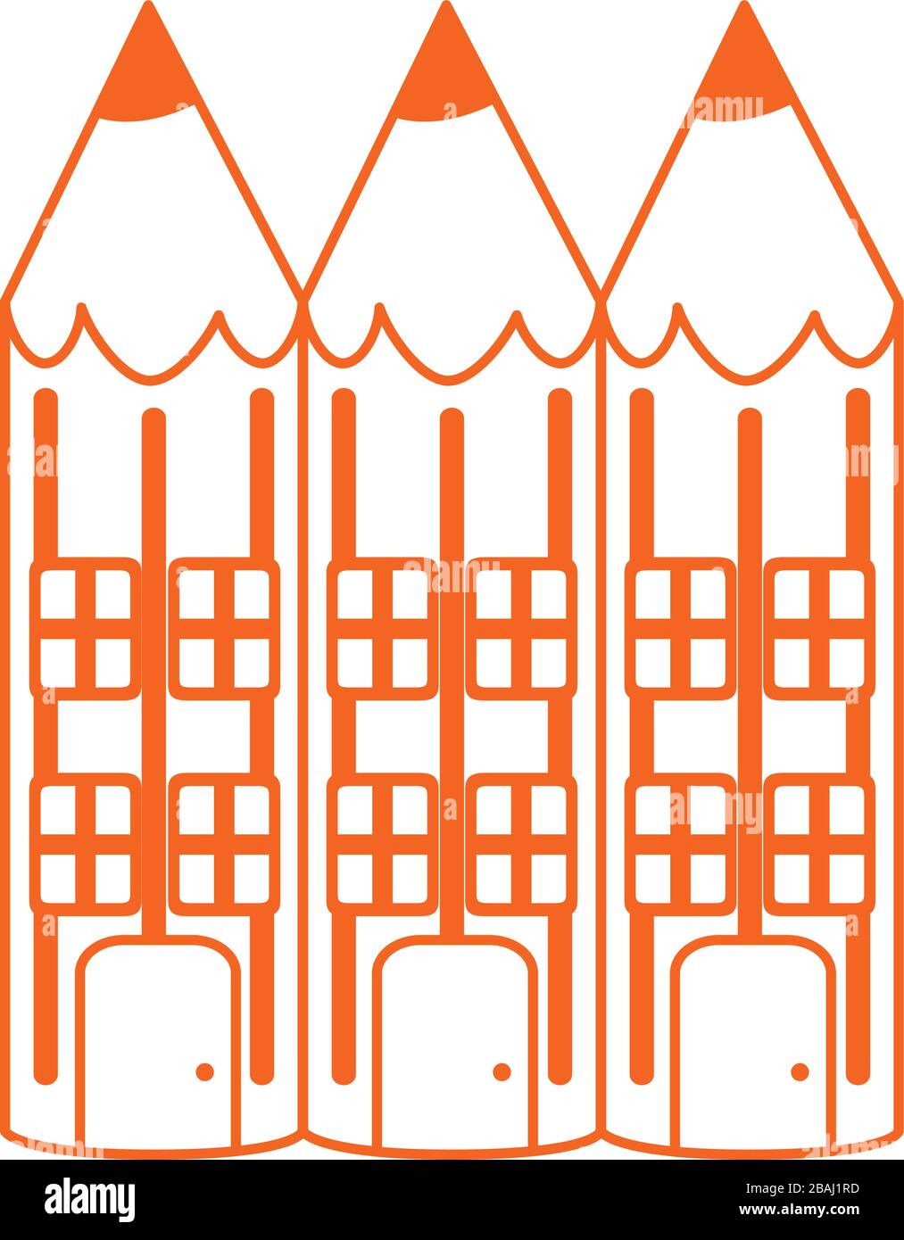 color pencils shaped house home education vector illustration line ...