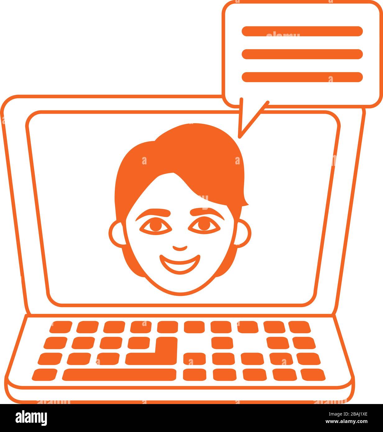 laptop computer talking student home education vector illustration line ...