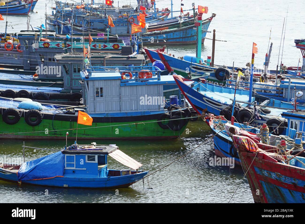 colorful fisher boats in da nang in vietnam Stock Photo - Alamy