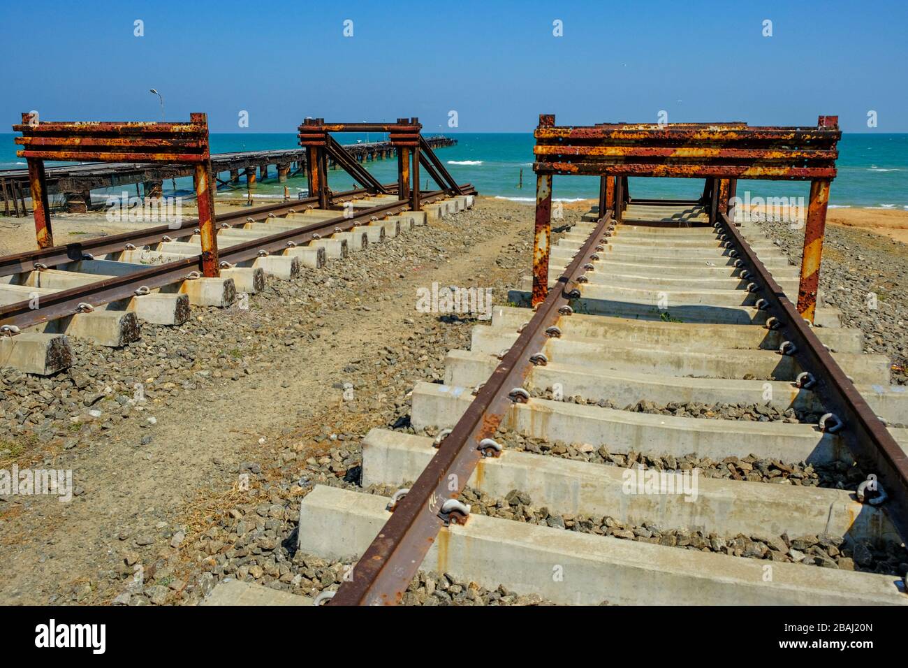 Talaimannar, Sri Lanka - February 2020: End of the railway line at ...