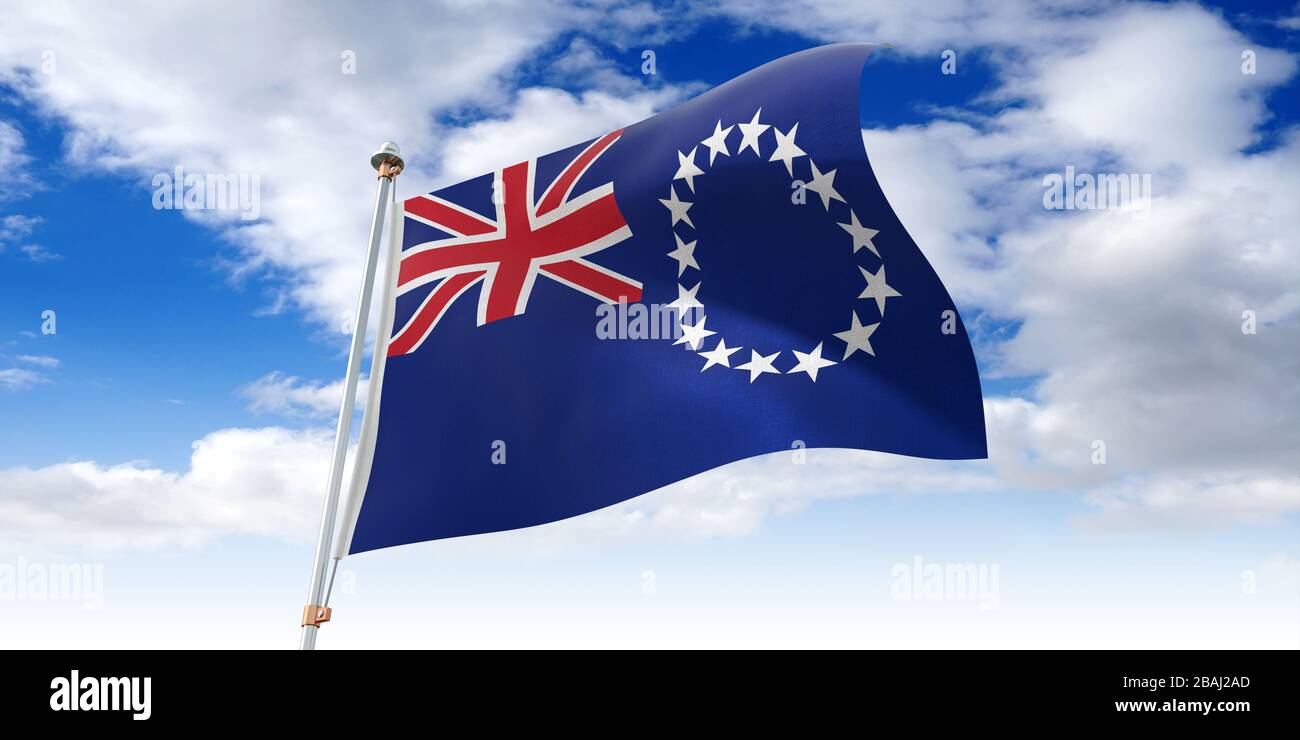 Cook Islands - waving flag - 3D illustration Stock Photo - Alamy