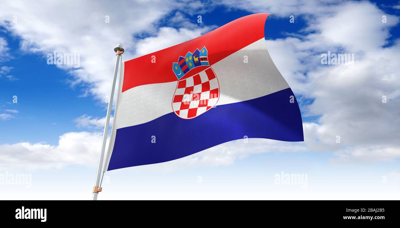 Croatia waving textile flag 3d hi-res stock photography and images - Alamy