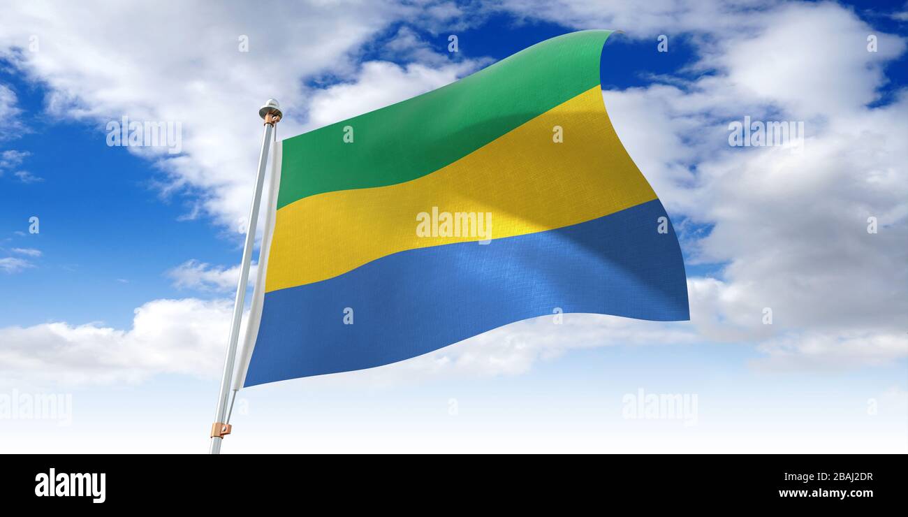 Gabon - waving flag - 3D illustration Stock Photo - Alamy