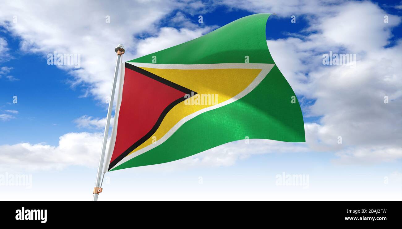 Guyana - waving flag - 3D illustration Stock Photo - Alamy