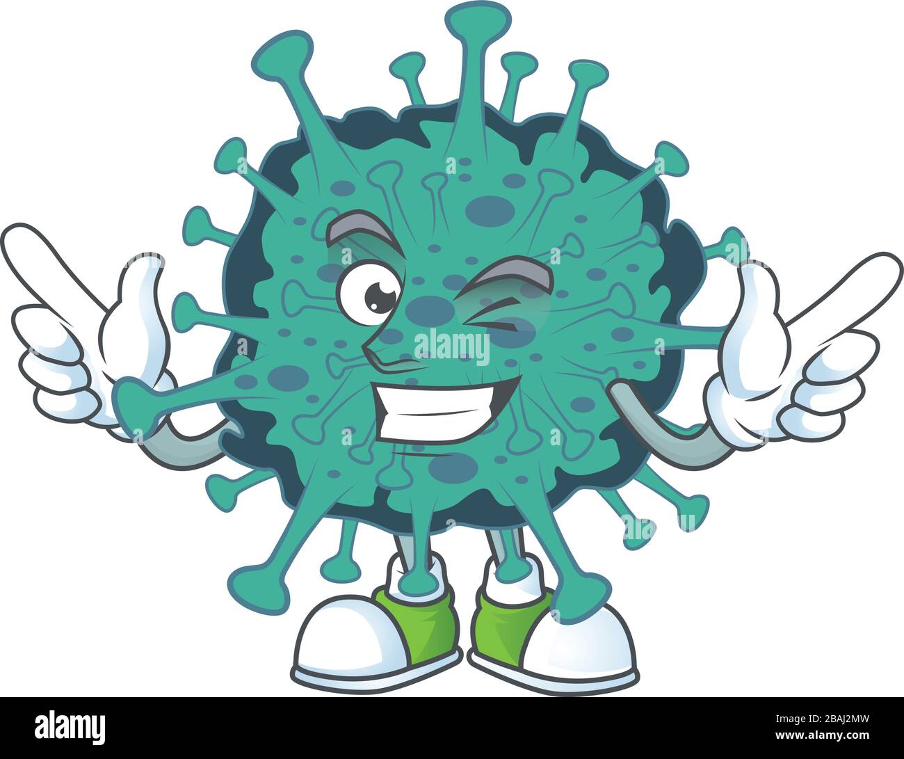 Funny critical coronavirus cartoon design style with wink eye face ...