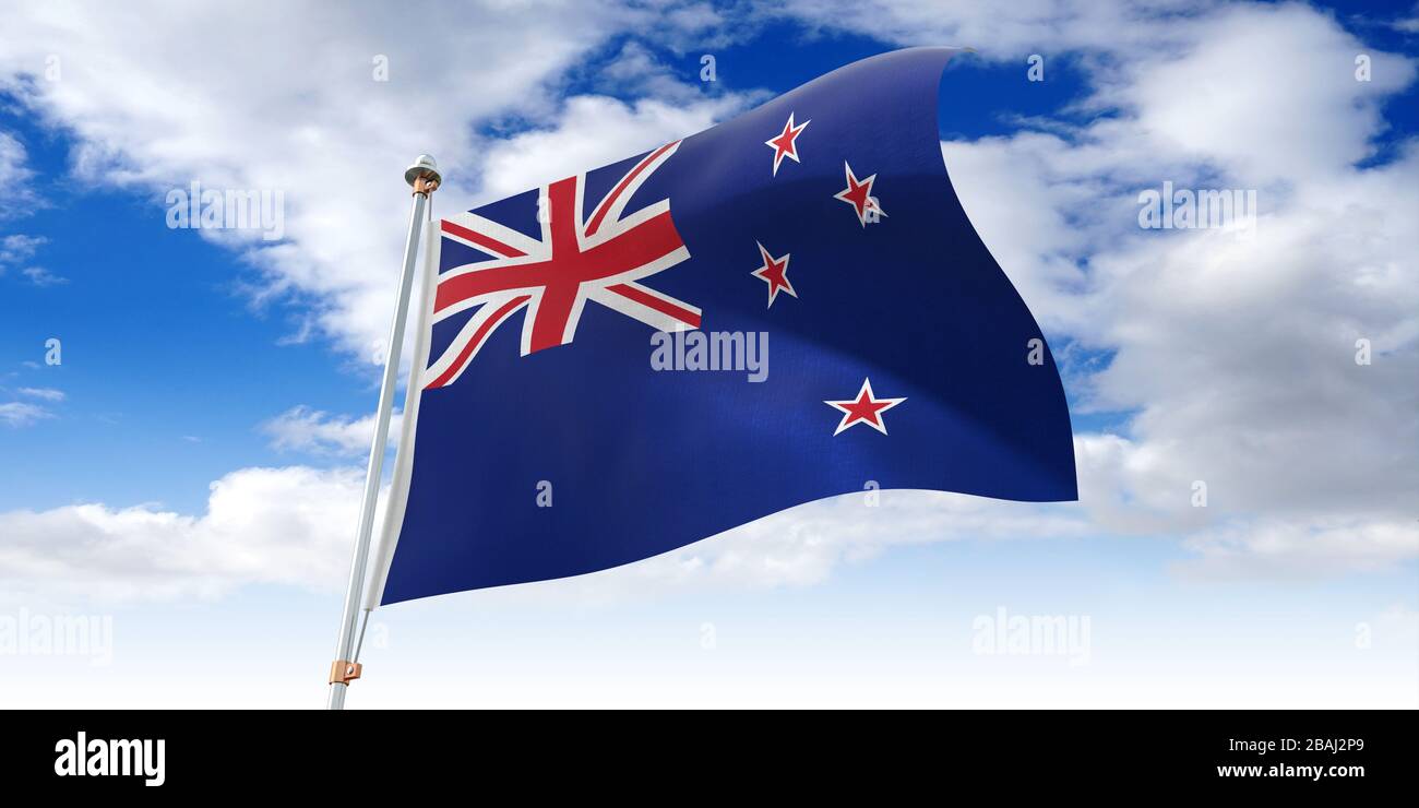 New Zealand - waving flag - 3D illustration Stock Photo - Alamy