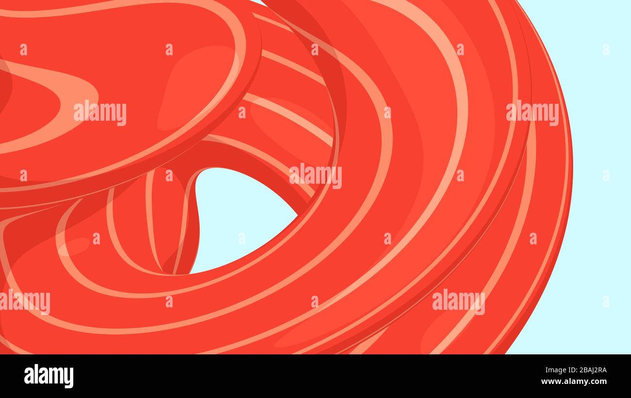 Twisted red with white stripe abstraction background. 3D Illustration ...