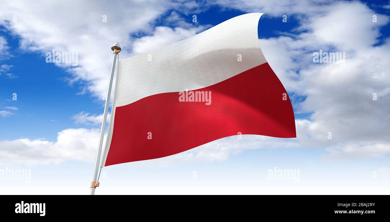 Poland waving textile flag 3d hi-res stock photography and images - Alamy