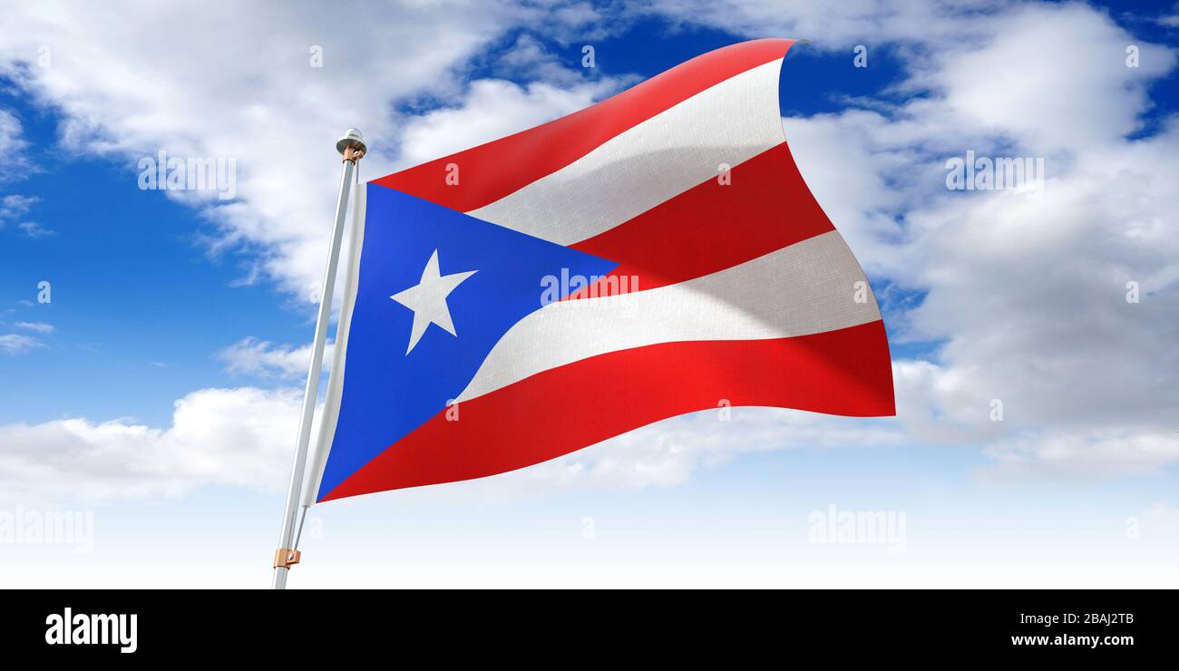 Puerto Rico - waving flag - 3D illustration Stock Photo - Alamy