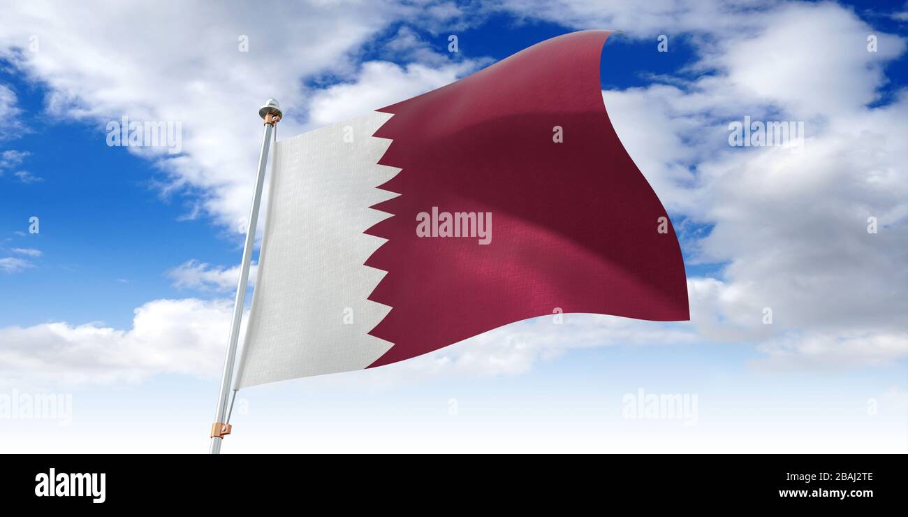 Qatar - waving flag - 3D illustration Stock Photo - Alamy
