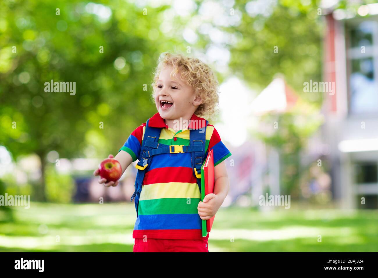 Child going back to school. Start of new school year after summer ...