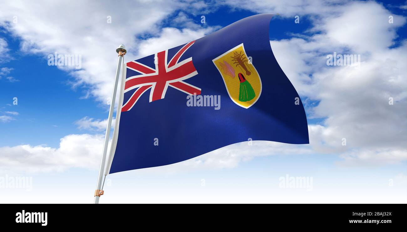 Turks and Caicos Islands - waving flag - 3D illustration Stock Photo ...