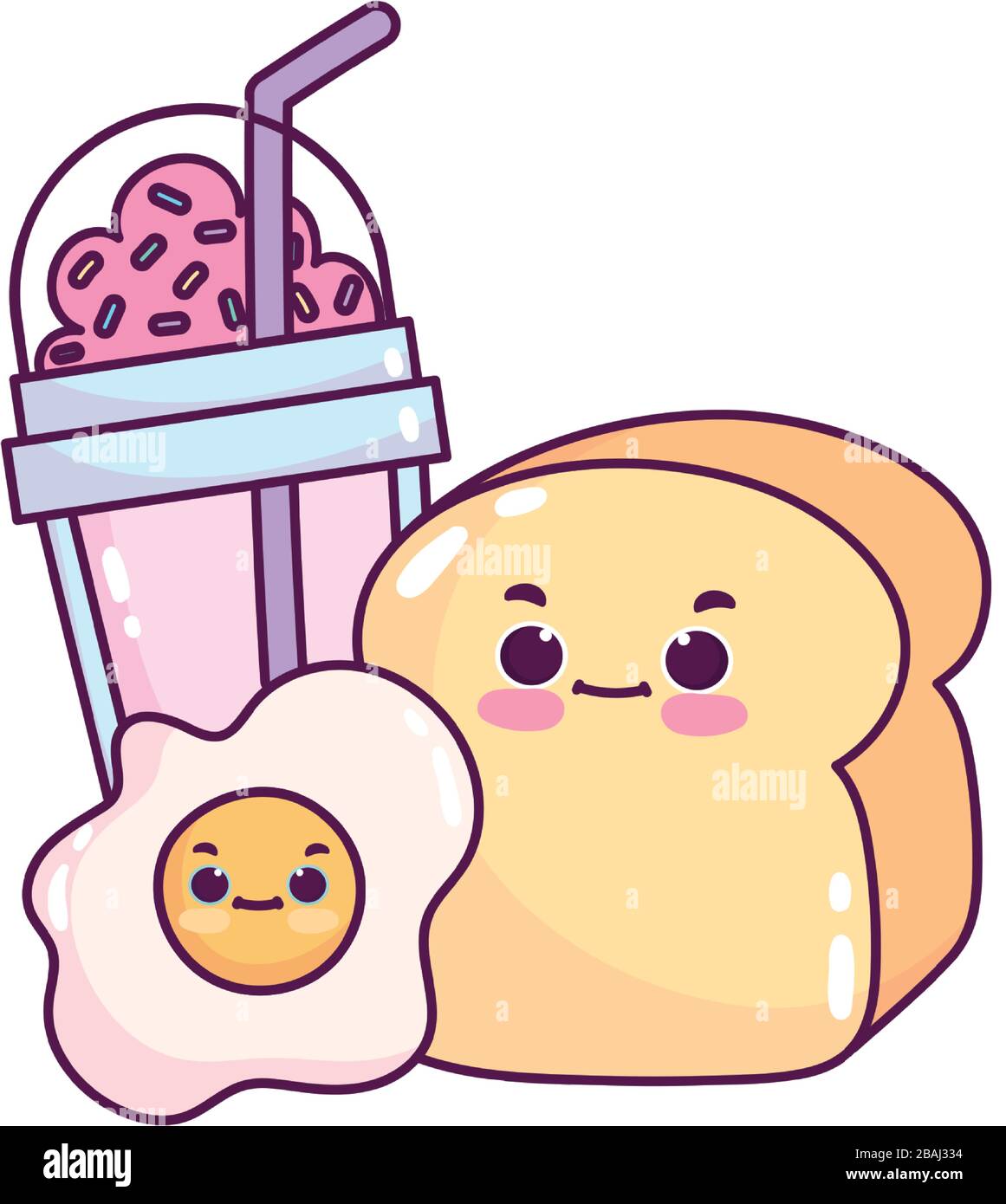 cute food breakfast bread and fried egg and smoothie sweet dessert ...