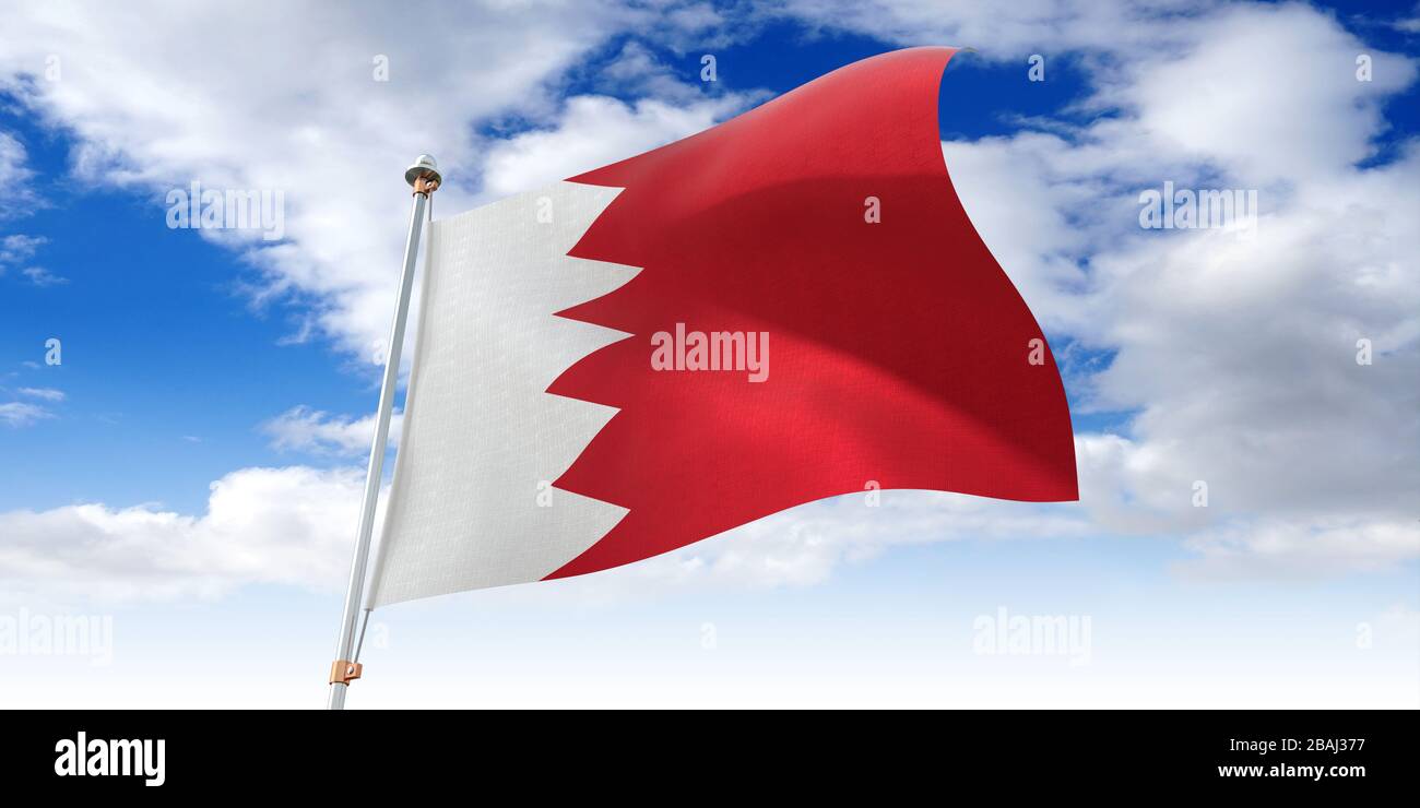 Bahrain - waving flag - 3D illustration Stock Photo - Alamy