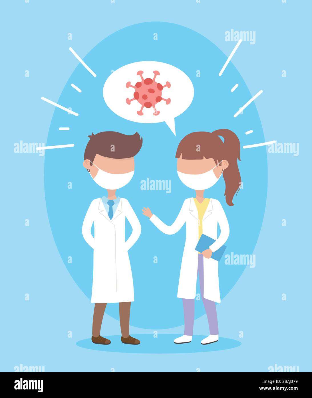 covid 19 coronavirus pandemic, female and male doctors talking virus ...