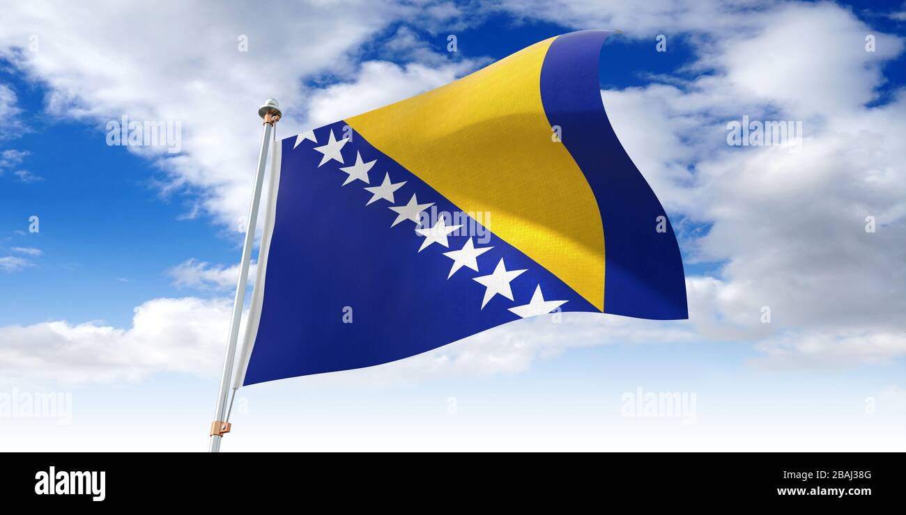 Realistic bosnia flag waving hi-res stock photography and images - Alamy