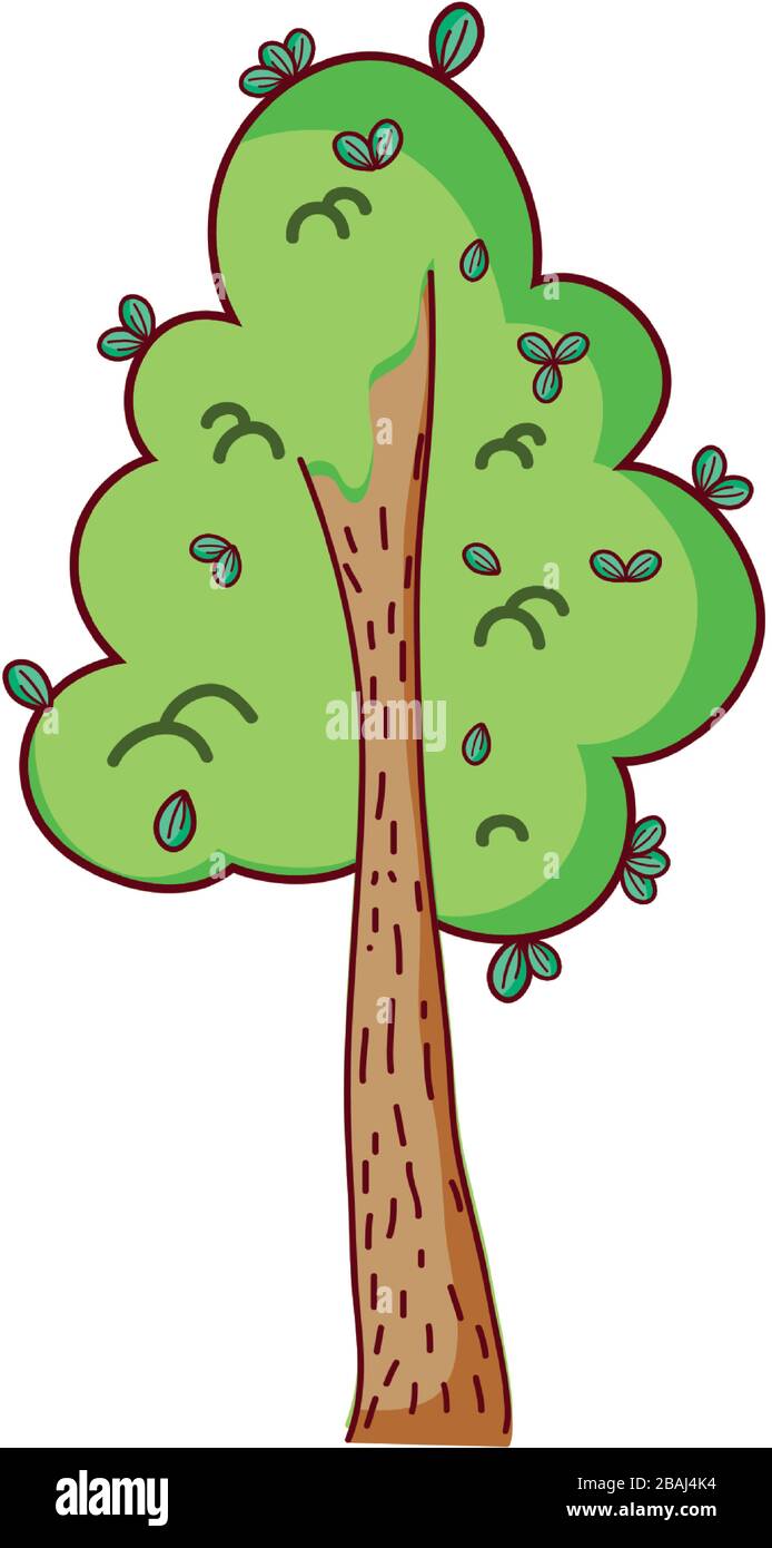 tree foliage leaves greenery cartoon isolated icon design vector ...