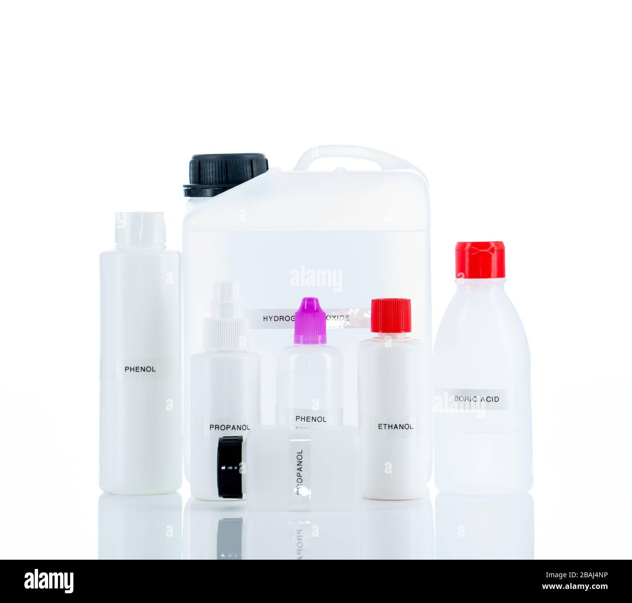 disinfectant, sanitizer in plastic packaging on a white background ...