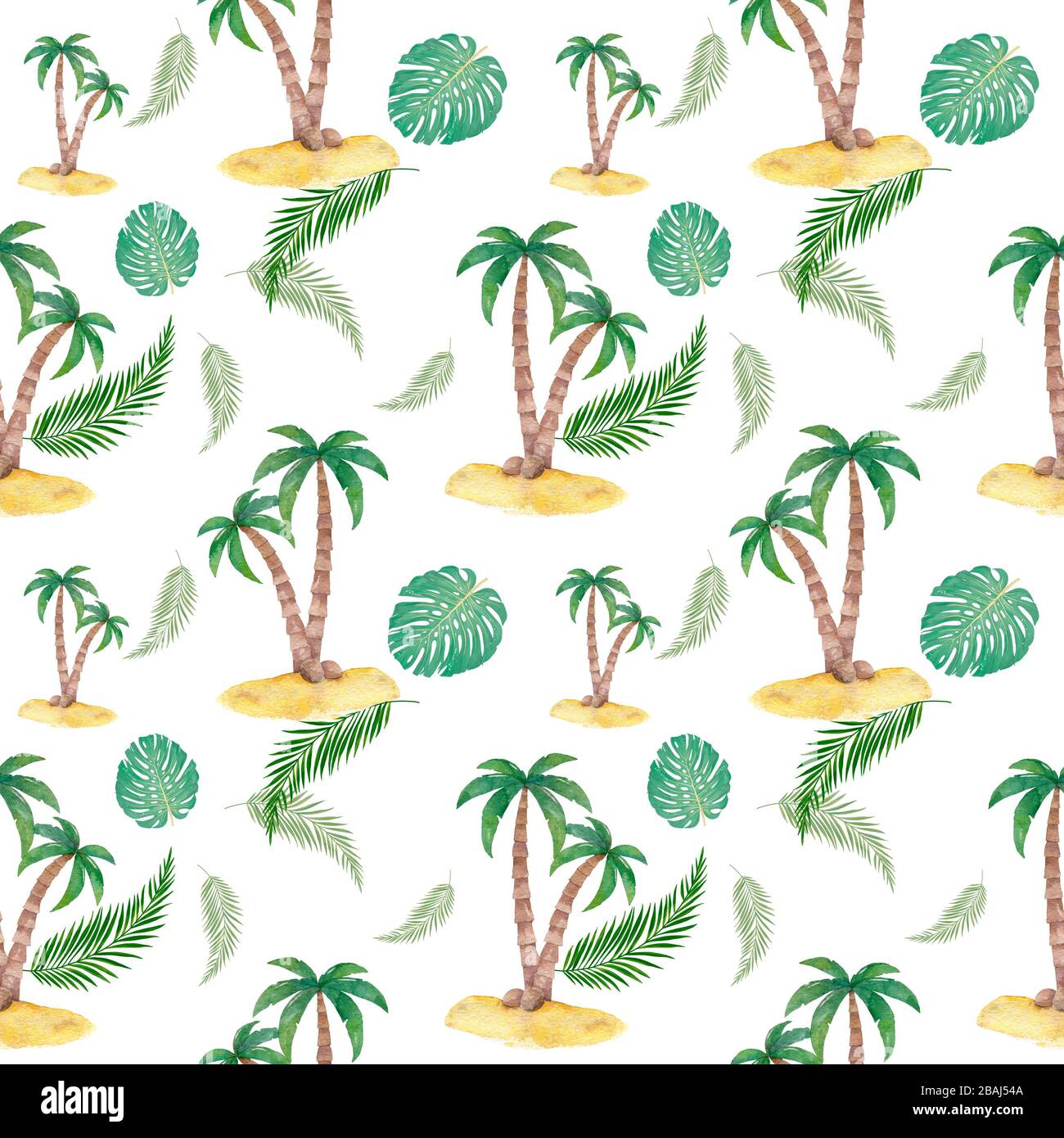 Christmas seamless pattern with tropical plants and flamingos in hats ...