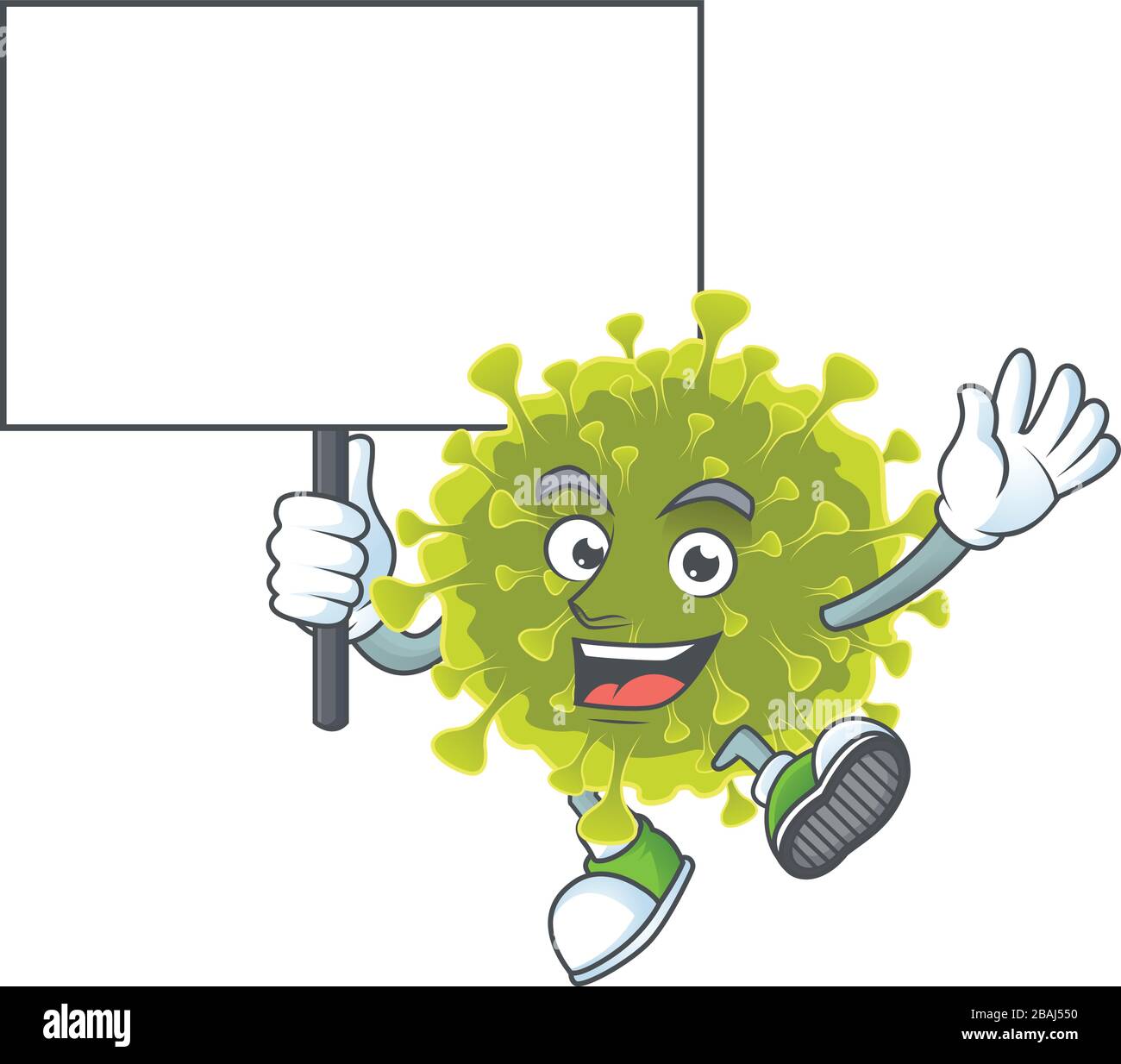 Sweet global coronavirus outbreak cartoon character bring a board Stock ...
