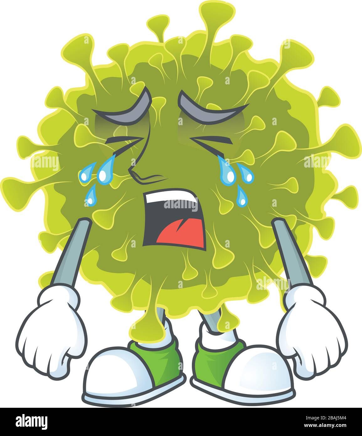 A Crying face of global coronavirus outbreak cartoon character design ...