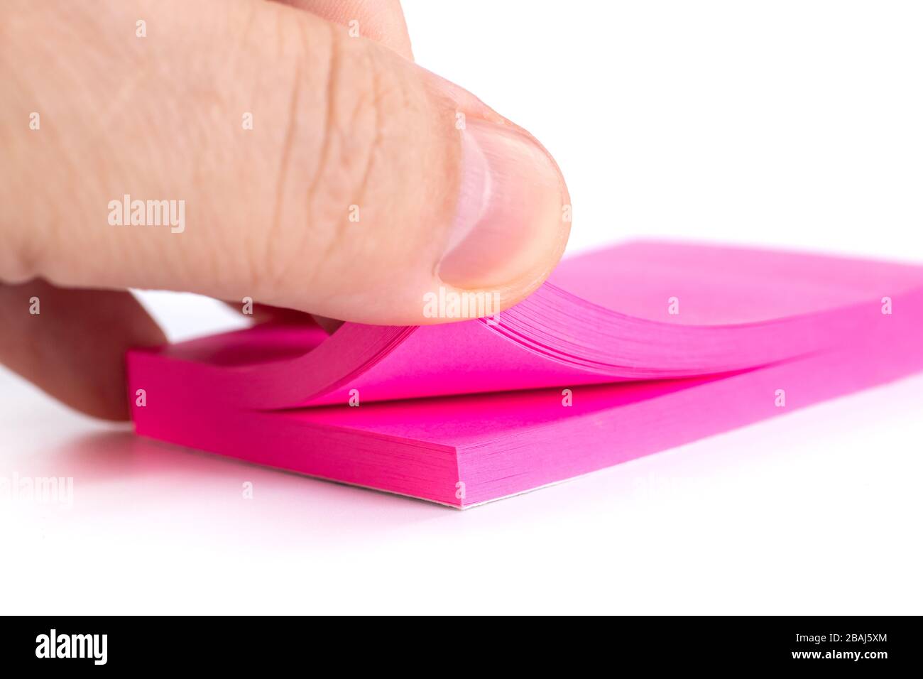 Colorful postpaper note on white background with a guy's hand Stock ...
