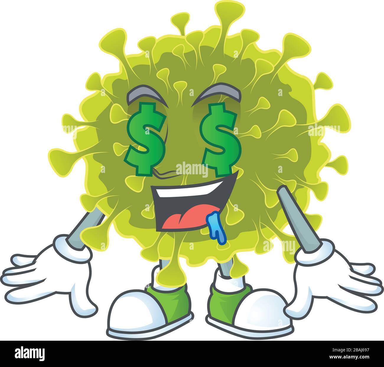 Rich global coronavirus outbreak with Money eye mascot character ...