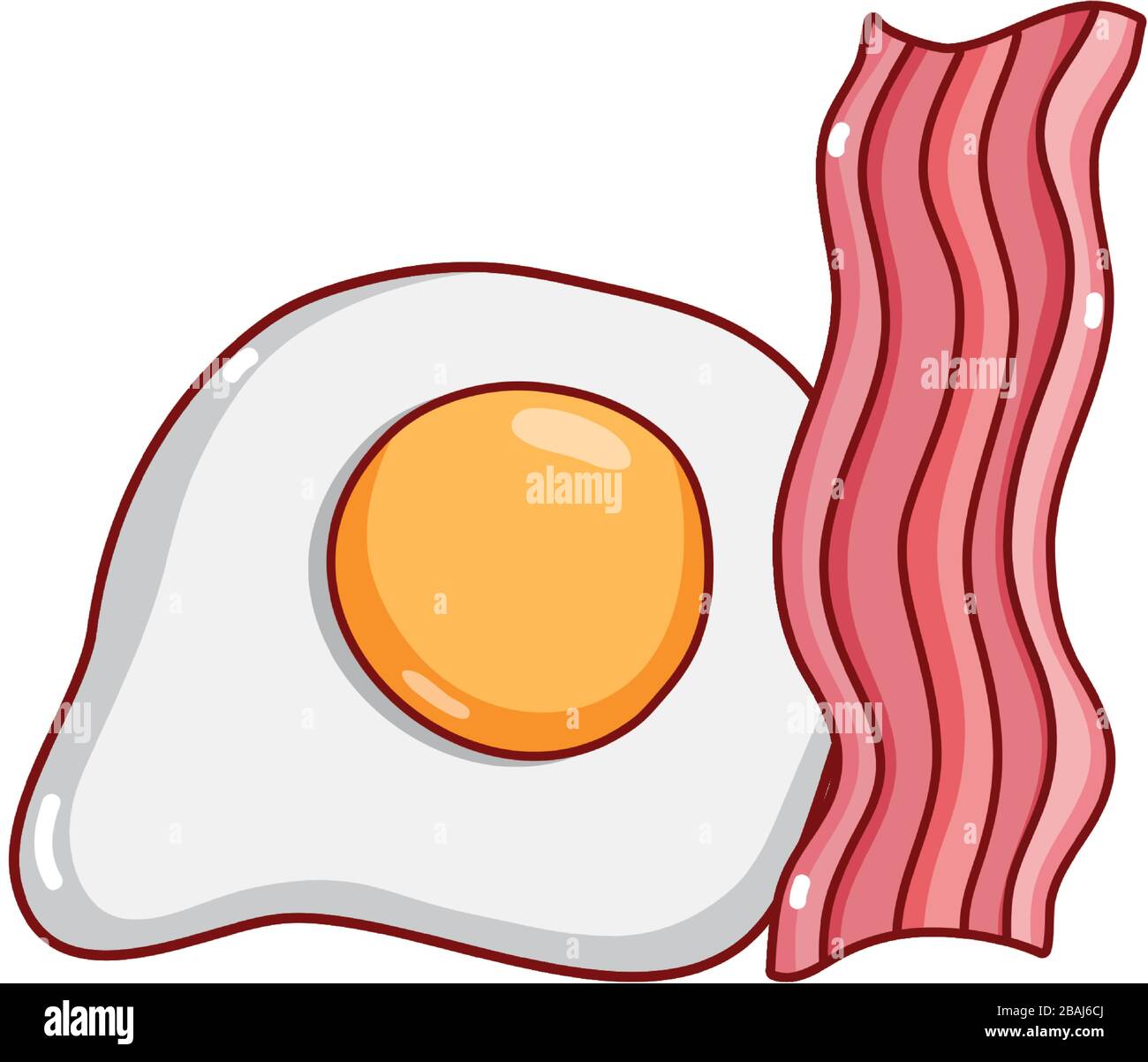 breakfast food fried egg and bacon cartoon isolated icon vector ...