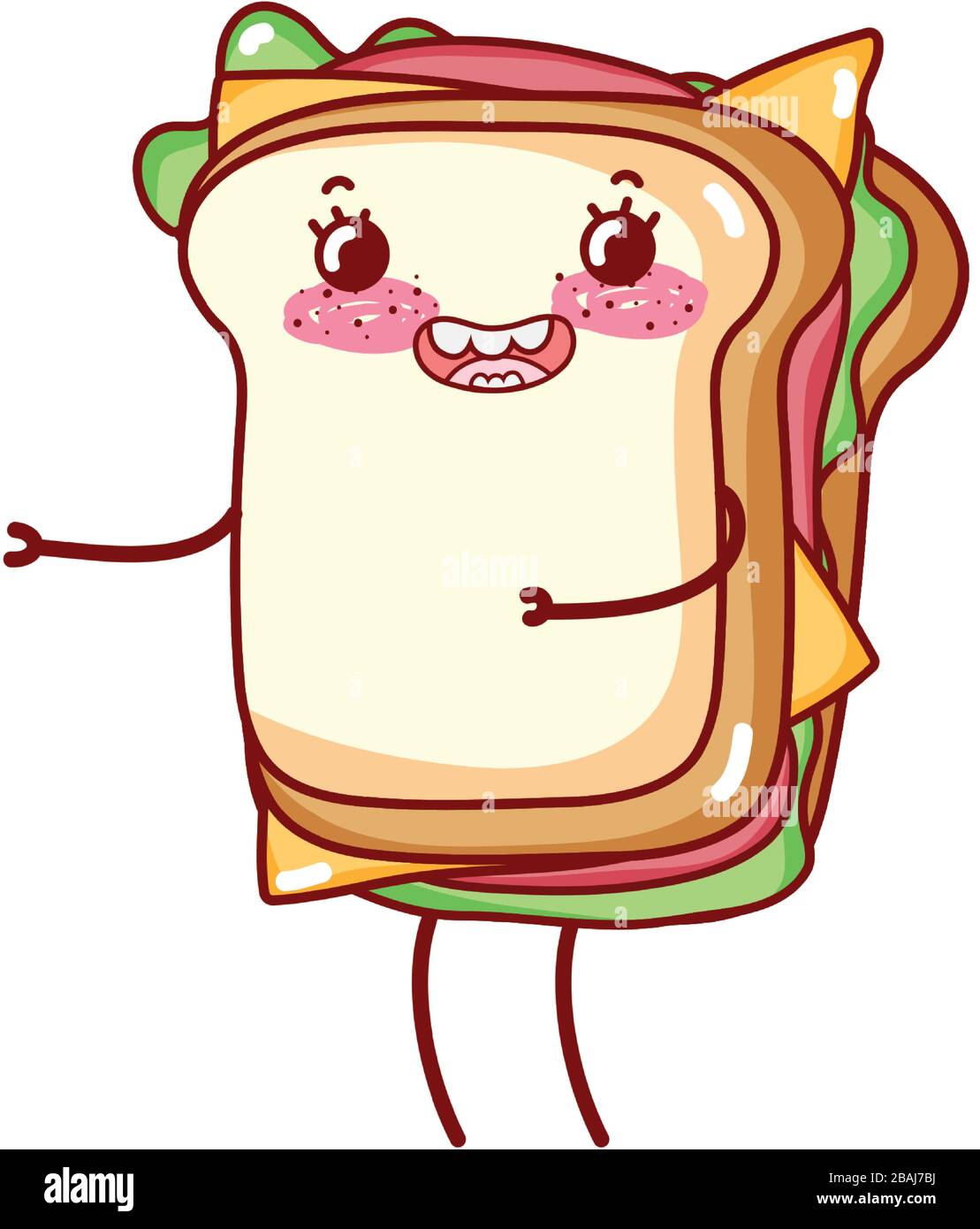 sandwich fast food cute kawaii cartoon isolated icon vector ...