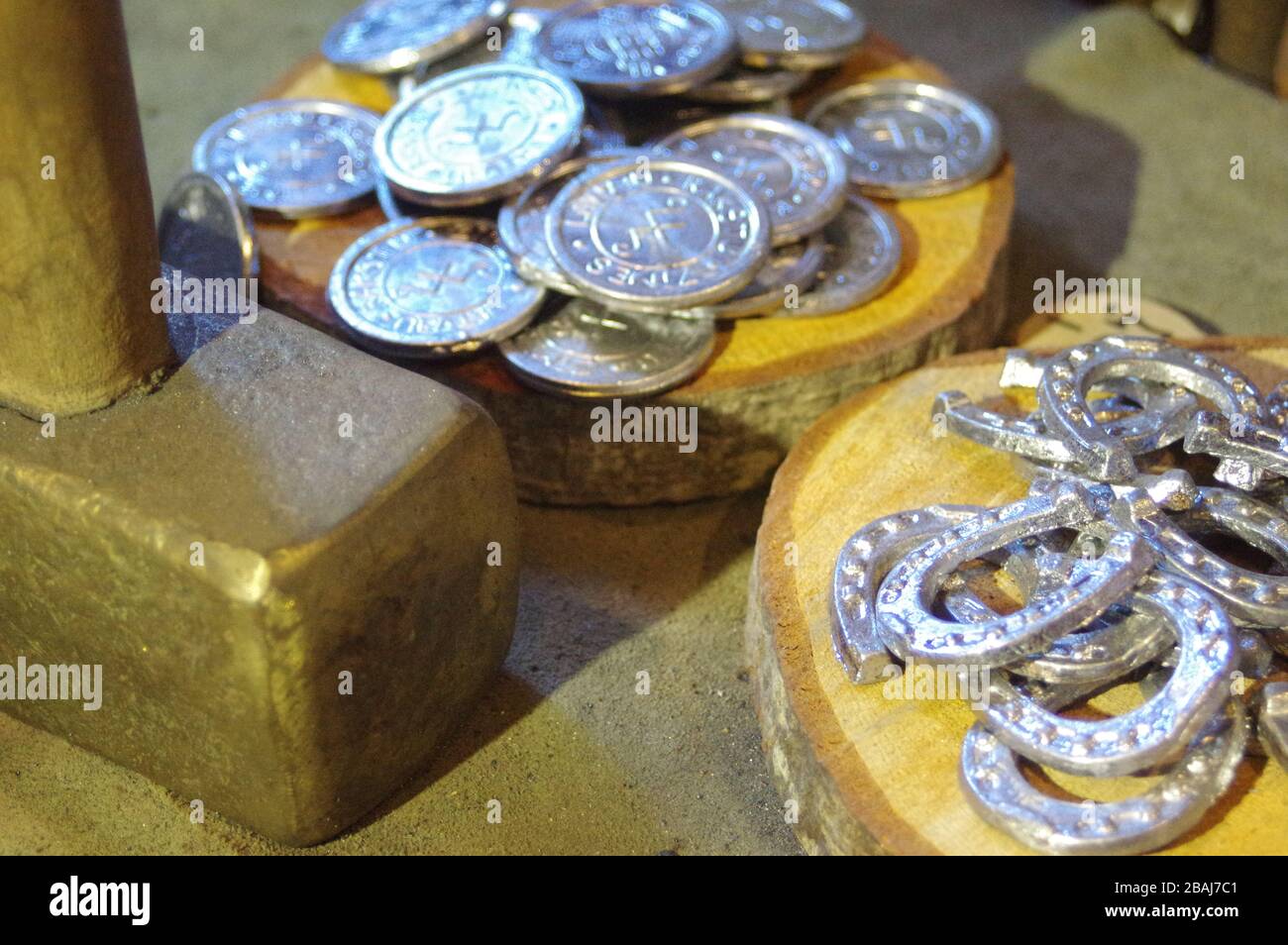 Production of aluminum coins, How to make coin Stock Photo - Alamy