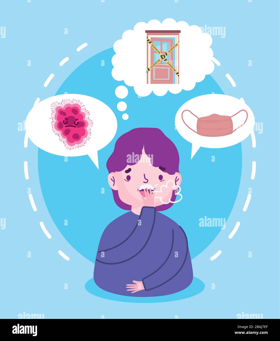 covid 19 coronavirus pandemic, young boy thinking mask virus quarantine ...