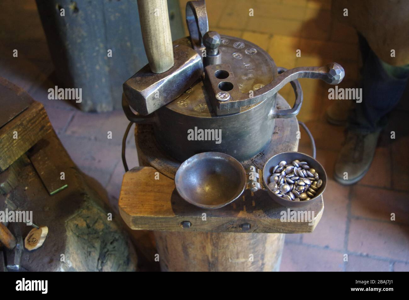 Production of aluminum coins, How to make coin Stock Photo - Alamy