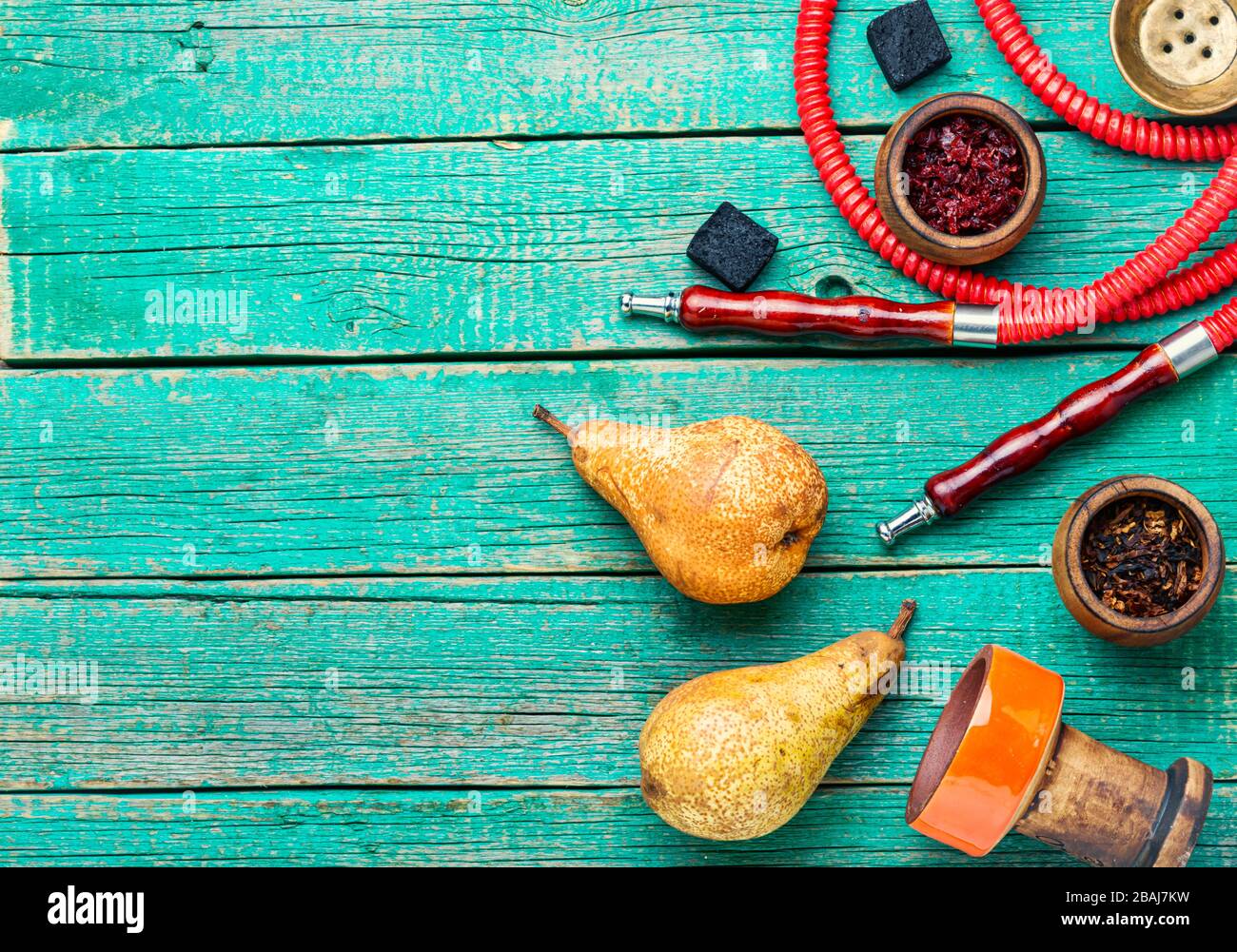 Asian hookah.Oriental smoking shisha with tobacco.Fruit tobacco with ...