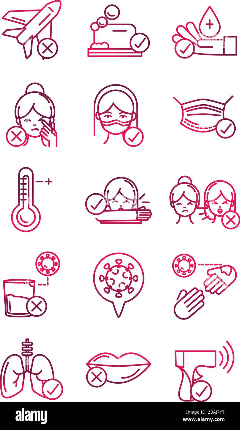 do and donts prevent spread of covid19 icons vector illustration ...