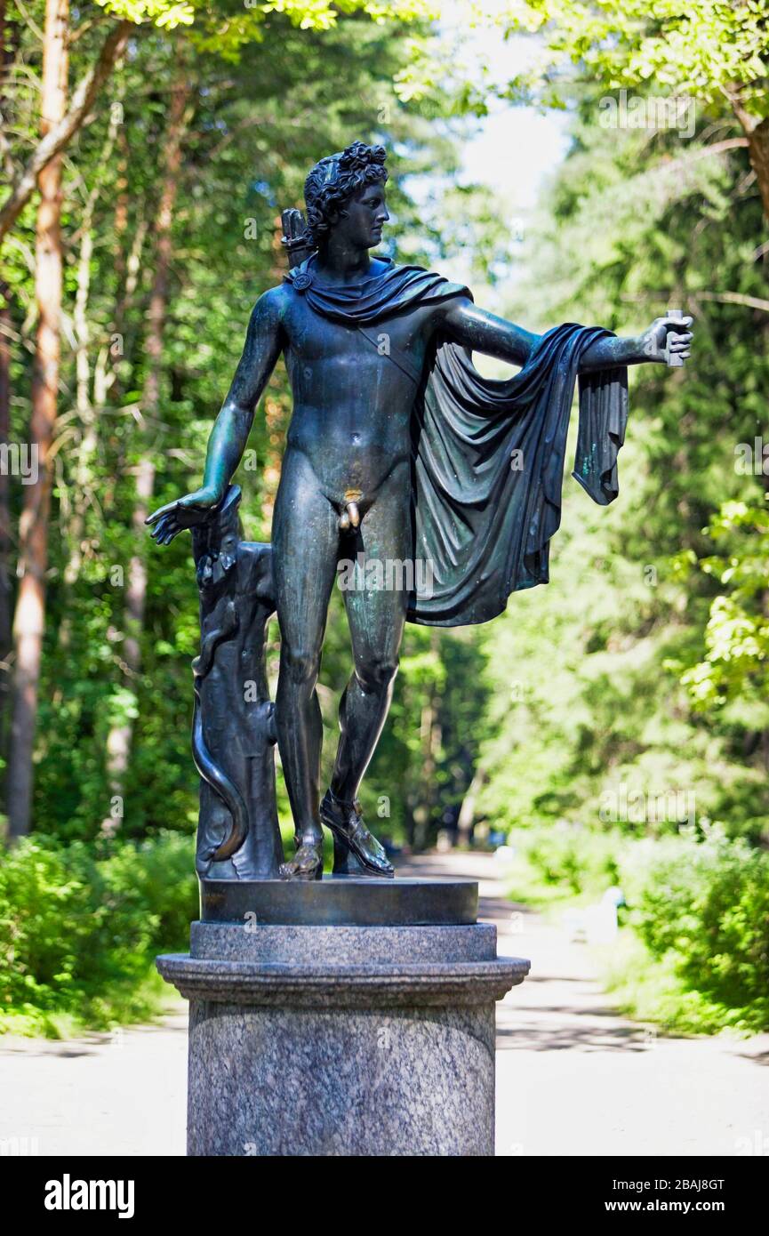 Sculpture of Apollo and the nine muses in the Park of Pavlovsk south of ...