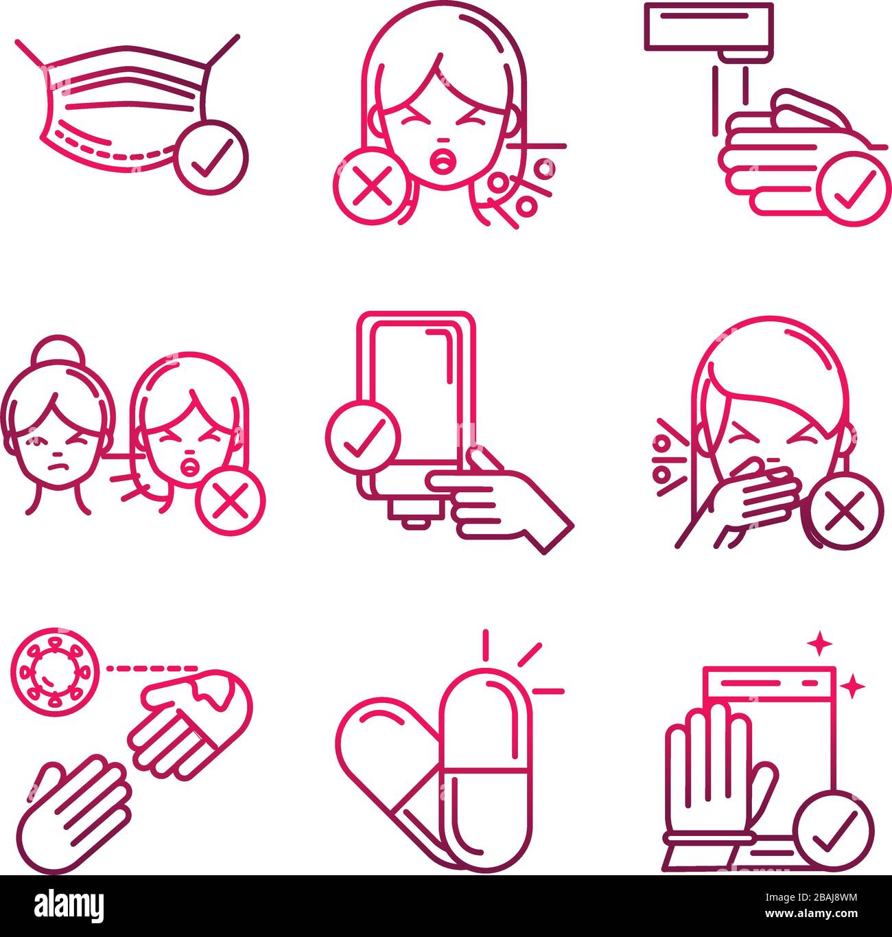 do and donts prevent spread of covid19 icons vector illustration ...