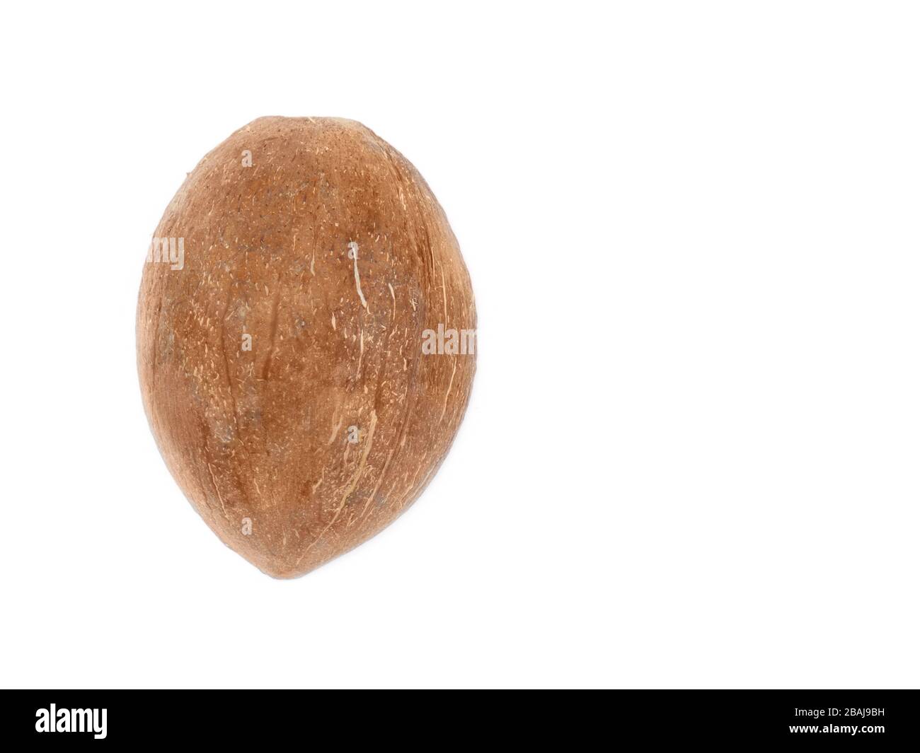 Half coconut shell isolated on white with copy space. Indian cuisine ...