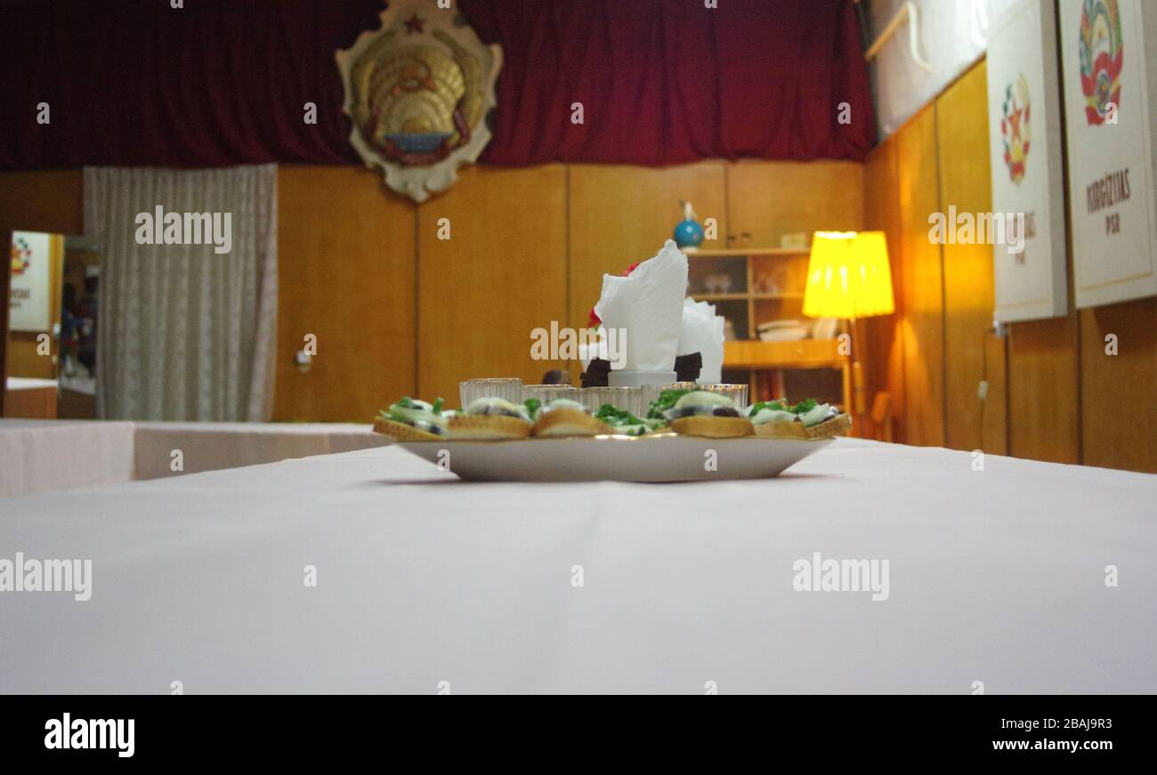 Old canteen interior of soviet factory in Latvia Stock Photo - Alamy