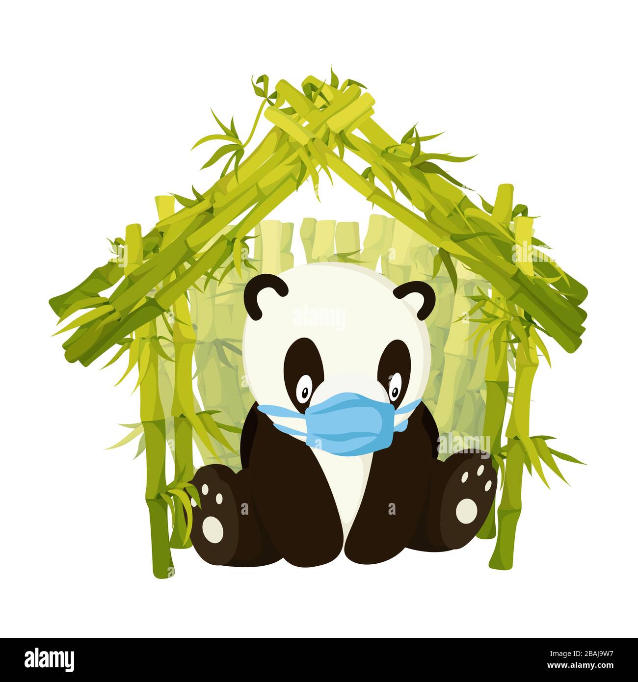 Panda dressed in medical blue mask illustration isolated on white Stock ...