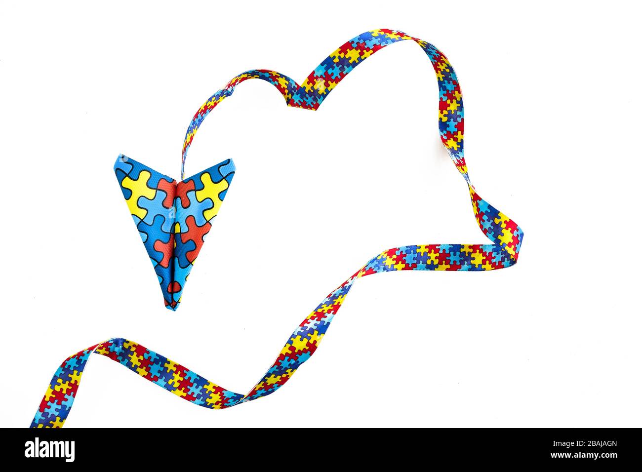 Autism awareness day or month. Paper plane in origami style with autism ...