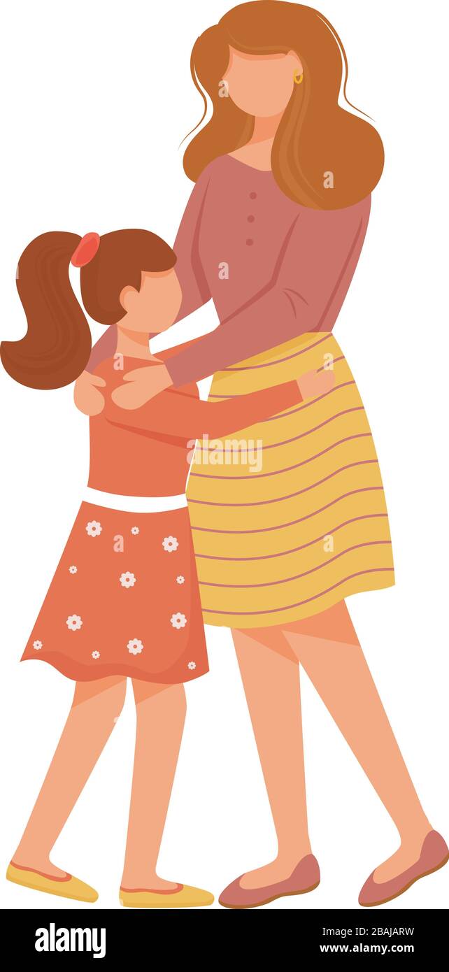 Lovely mom with daughter flat vector illustration Stock Vector Image ...