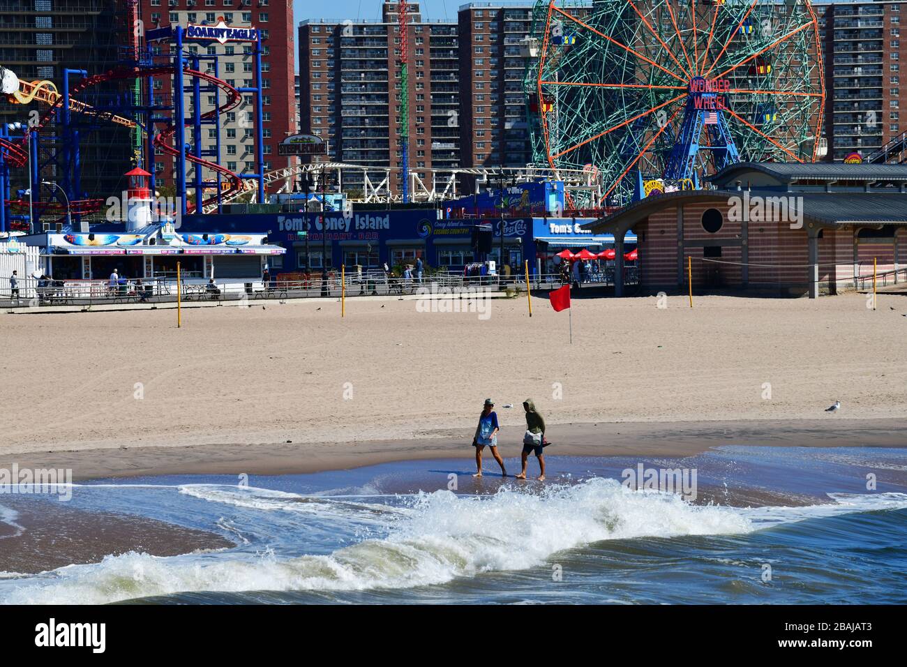 Coney Island, New York, USA-September 2019; view of the off season ...