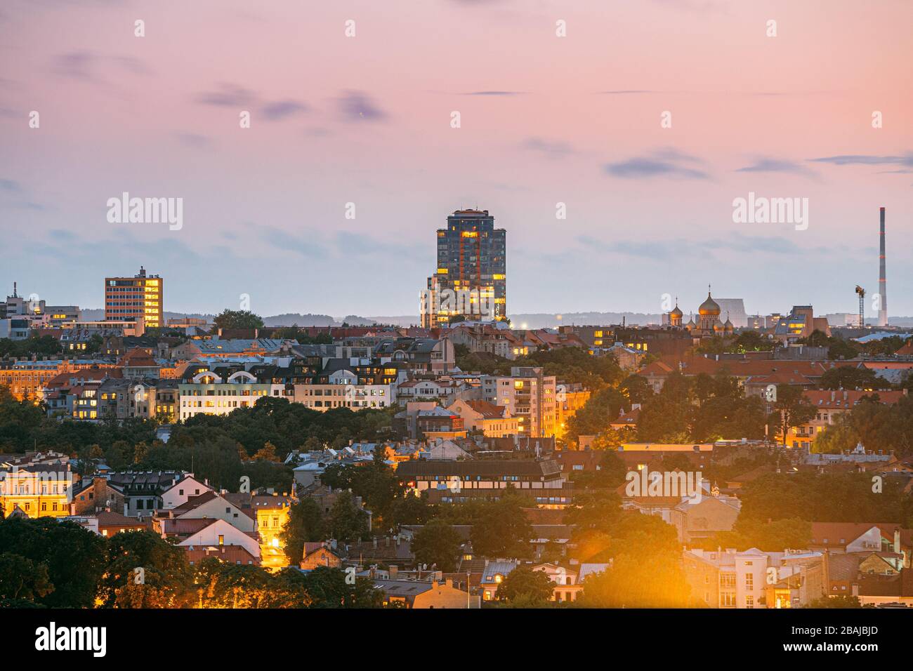 Vilnius, Lithuania. Residential Area In City Center Cityscape In ...