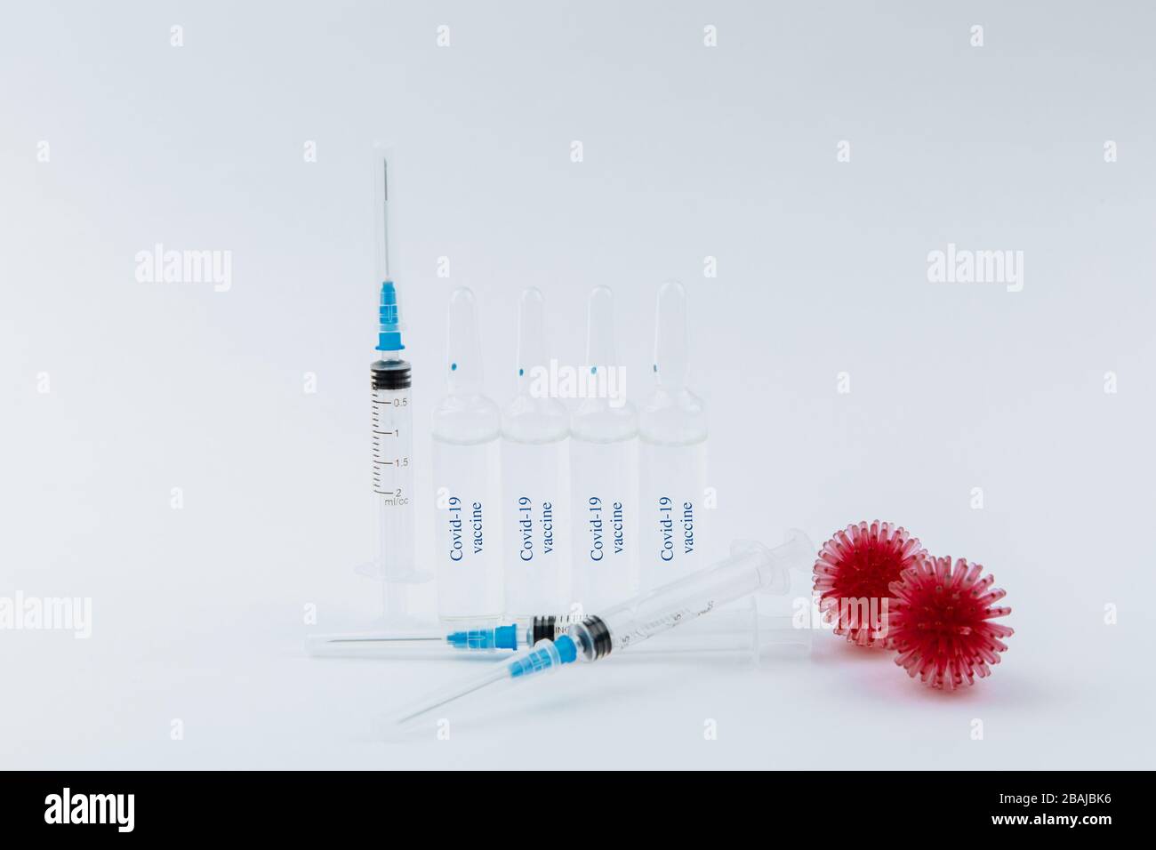 Plastic medical syringe with injection needles and ampoules and ...