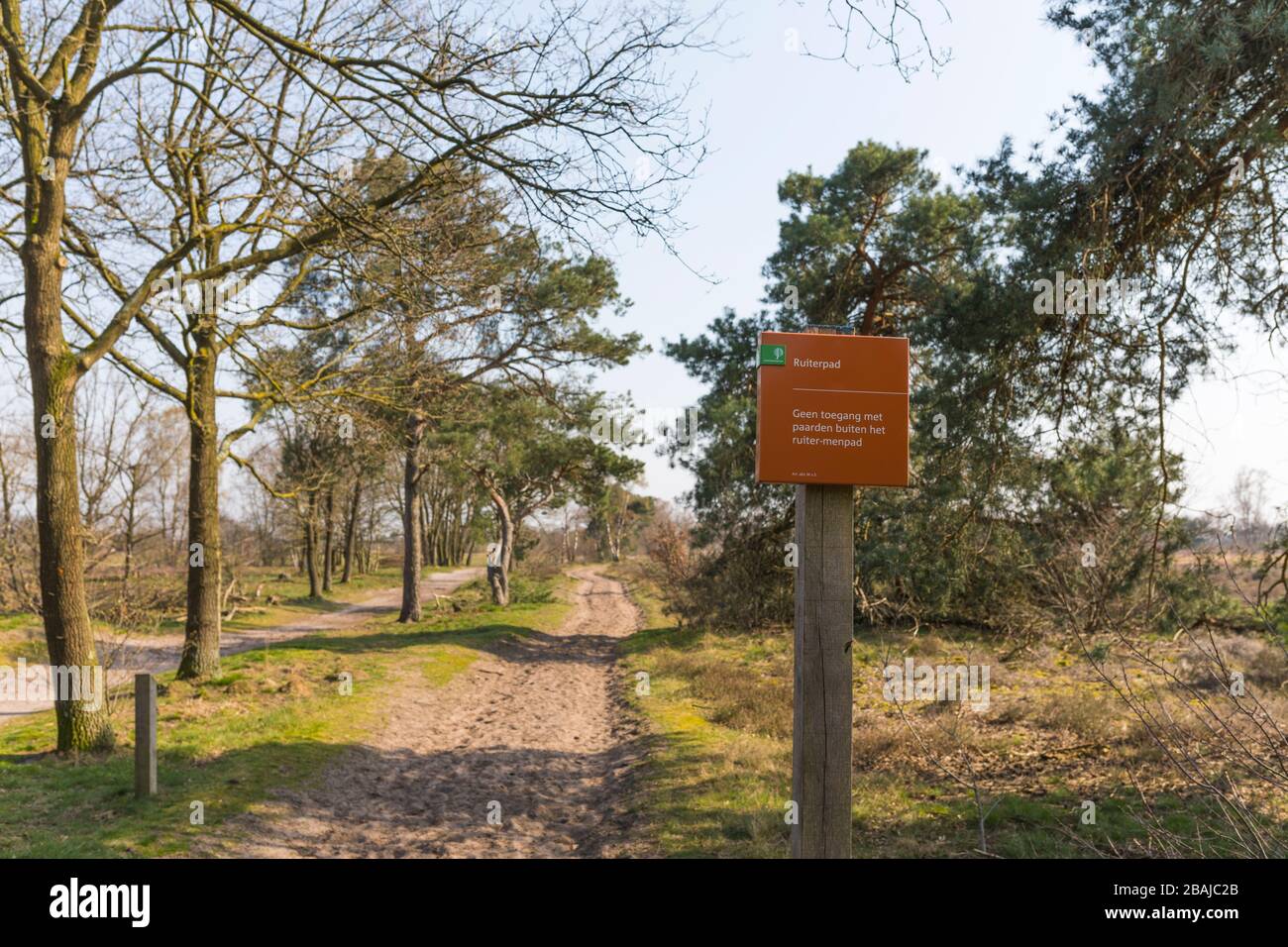 Bridle path along a sandy path at nature reserve "Strabrechtse Heide ...
