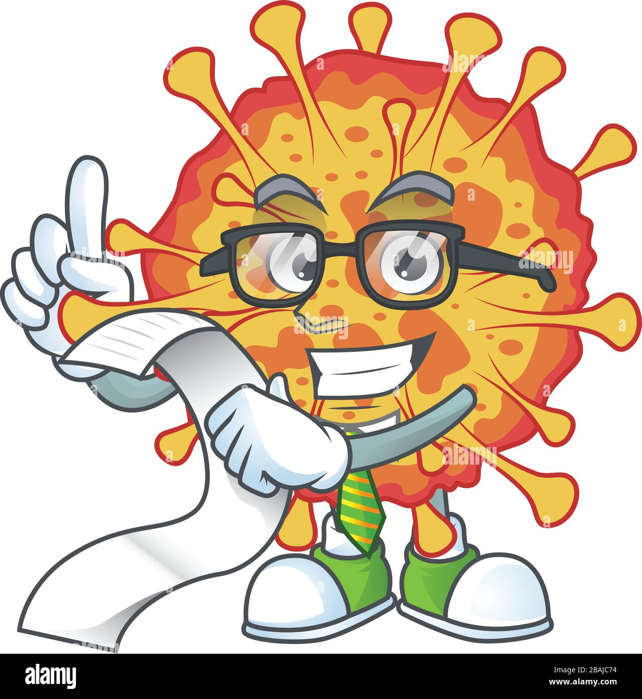 cartoon character of epidemic COVID19 holding menu on his hand Stock ...