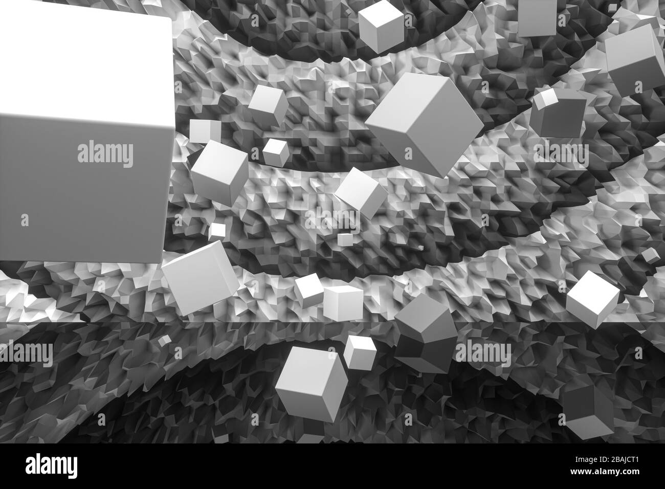 Abstract uneven background, fragments and lines, 3d rendering. Computer ...