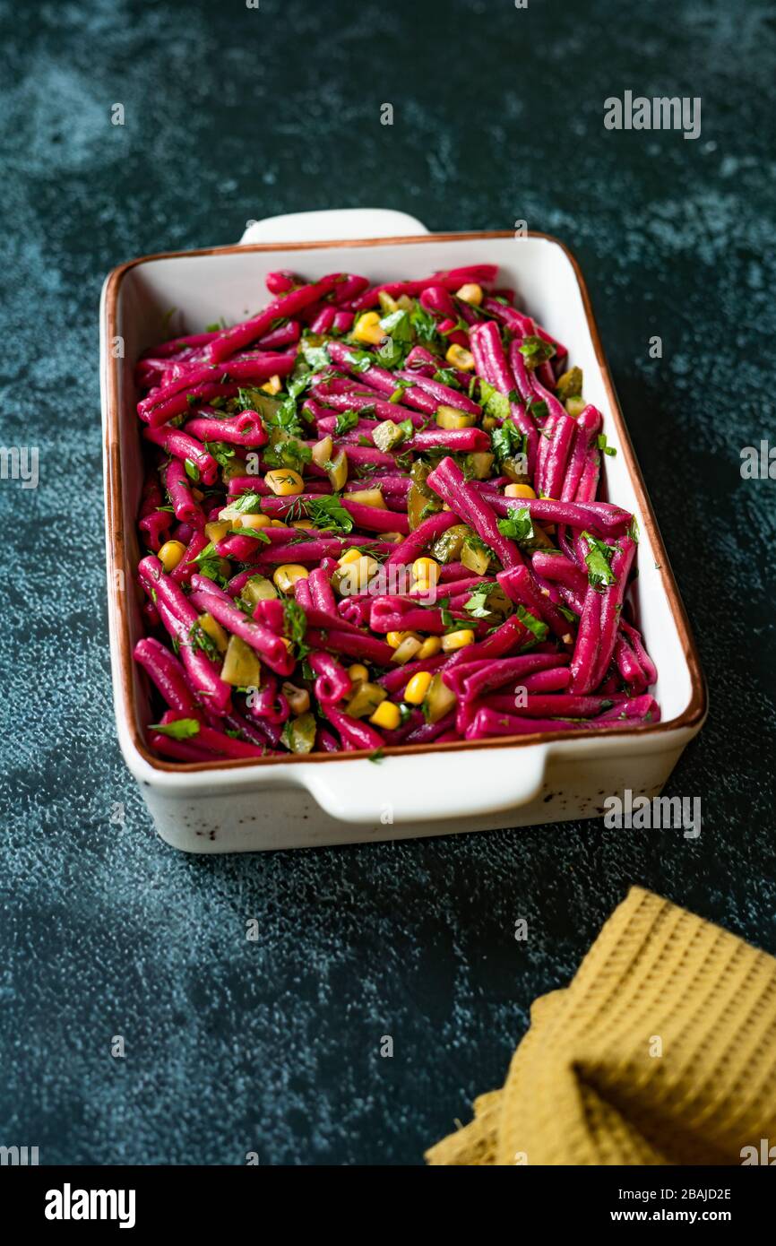 Turkish Style Cold Purple Pasta Salad with Turnip Juice Casarecce with ...