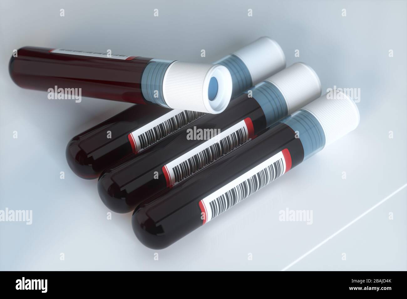 Blood test tubes with laboratory, 3d rendering. Computer digital ...
